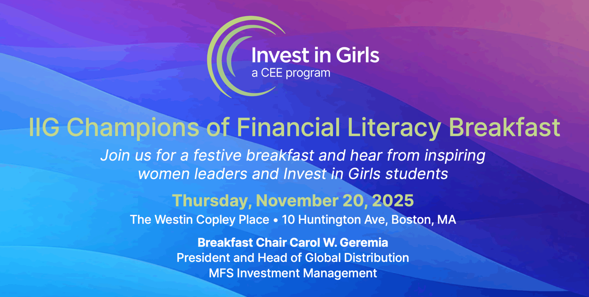 Invest in Girls Champions of Financial Literacy Breakfast - Council for ...